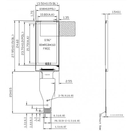 TFT LCD 0.96 inch IPS screen 160x80 SPI - ST7735