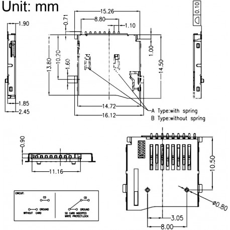 سوکت میکرو اس دی جک دار Micro SD Card Socket
